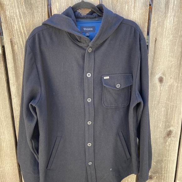 Brixton | Jackets & Coats | Womens Brixton Blue Solid Pea Coat Hoodie L ...